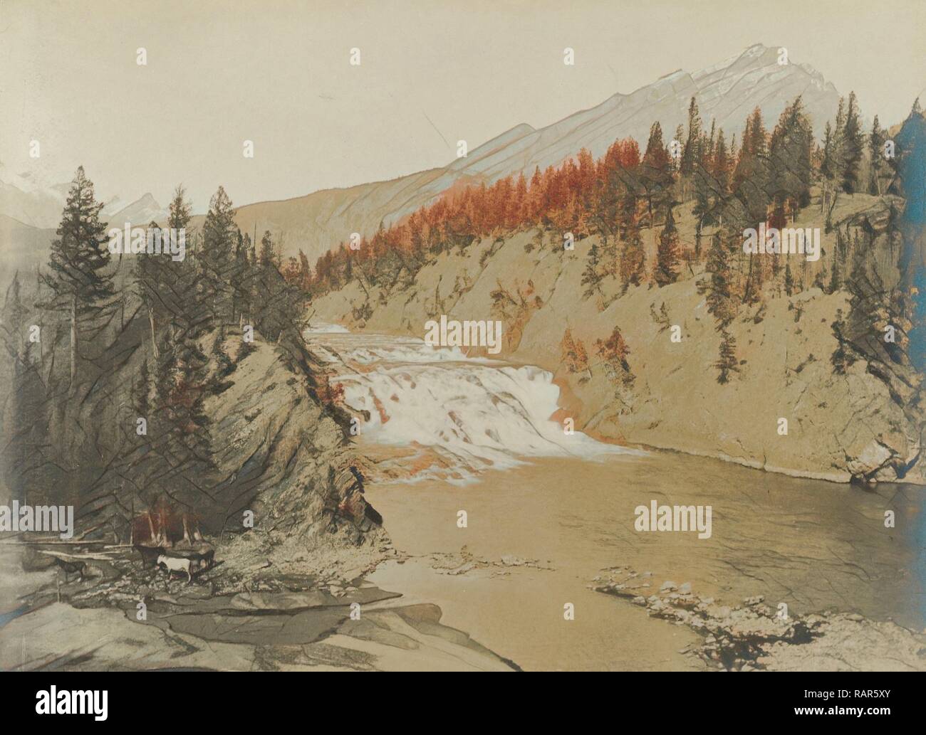 Waterfall in the Bow River, William Notman, 1893 - 1913. Reimagined by ...