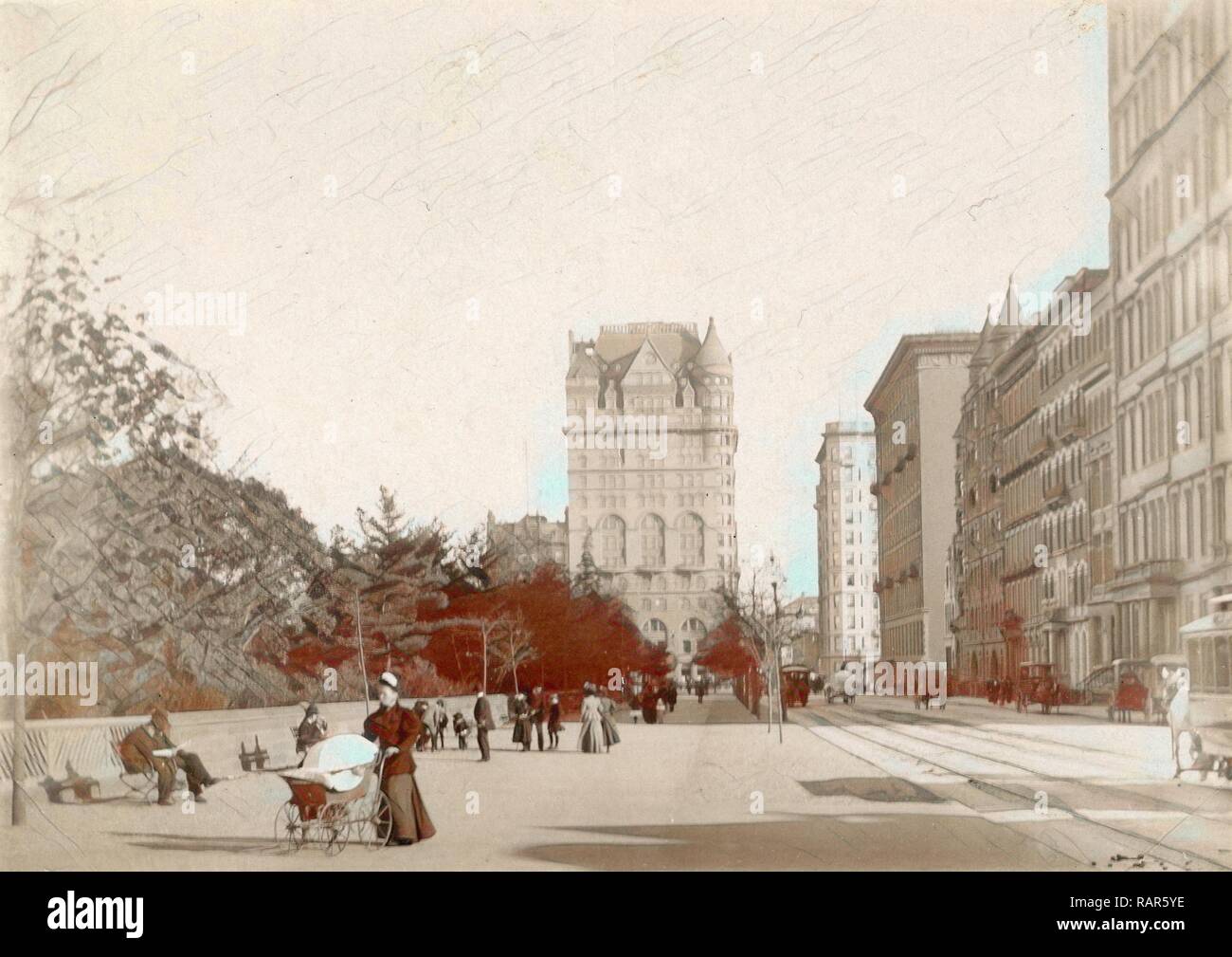View of 59th Street in New York USA, Anonymous, 1880 - 1920. Reimagined ...