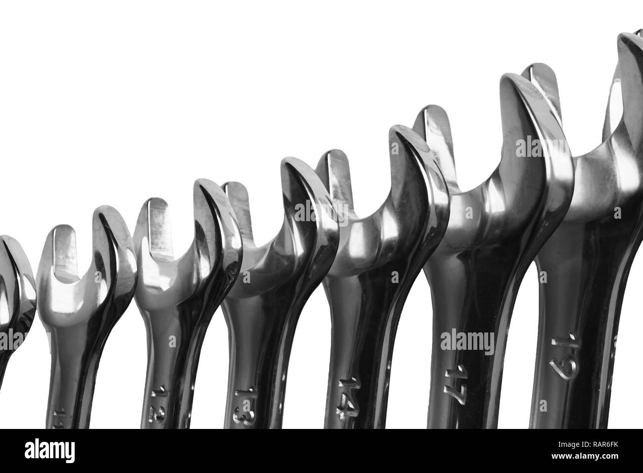 Set of wrench tool isolated on white background. Industrial background ...