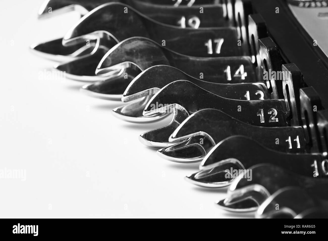 Set of wrench tool isolated on white background. Industrial background ...