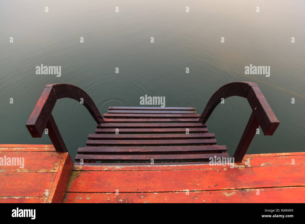 steel water stair, a stairway leading to the water (as at a boat ...
