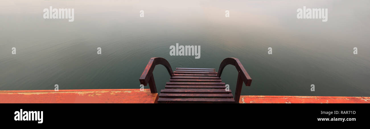 steel water stair, a stairway leading to the water (as at a boat ...