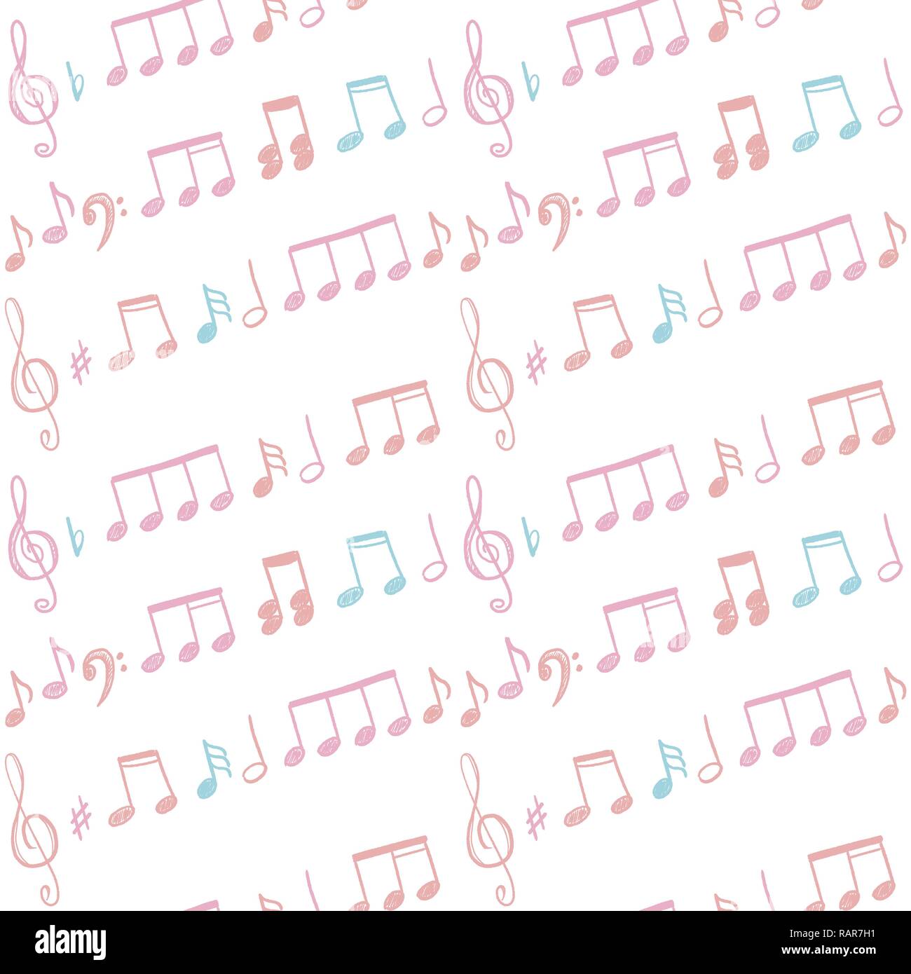 Music notes seamless vector background. Musical notation doodle texture ...