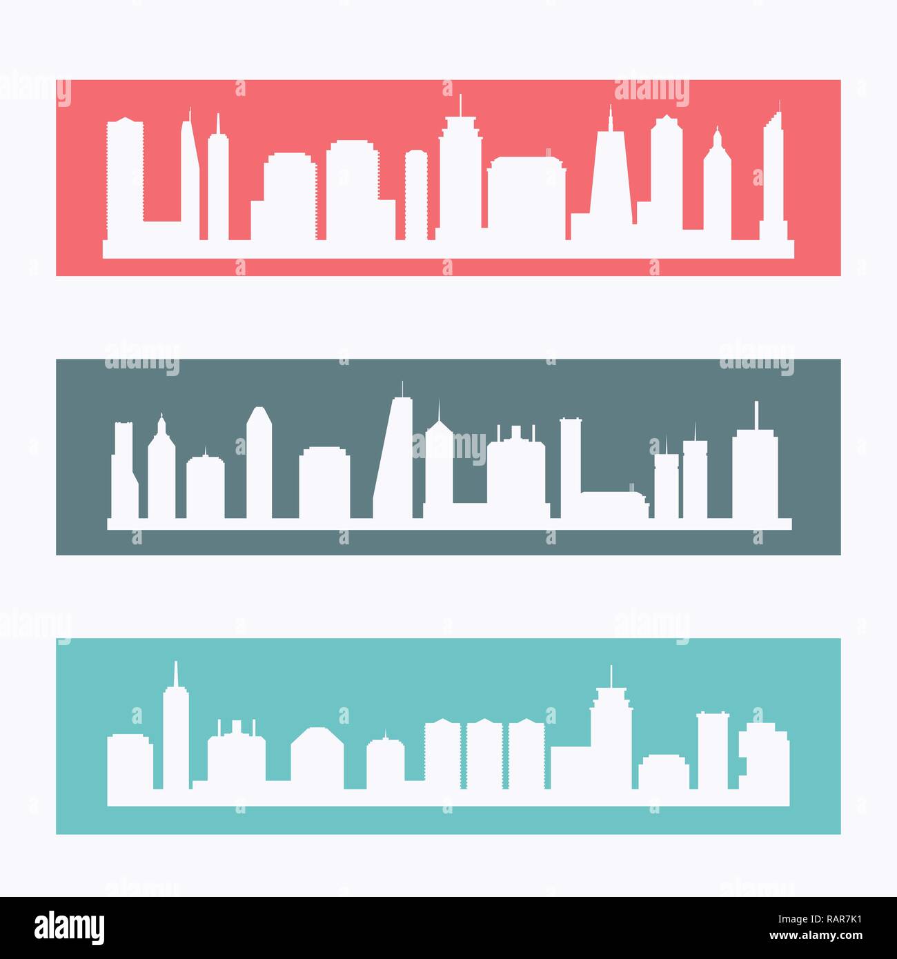 City skyline banner vector illustration set. Generic urban cityscapes ...