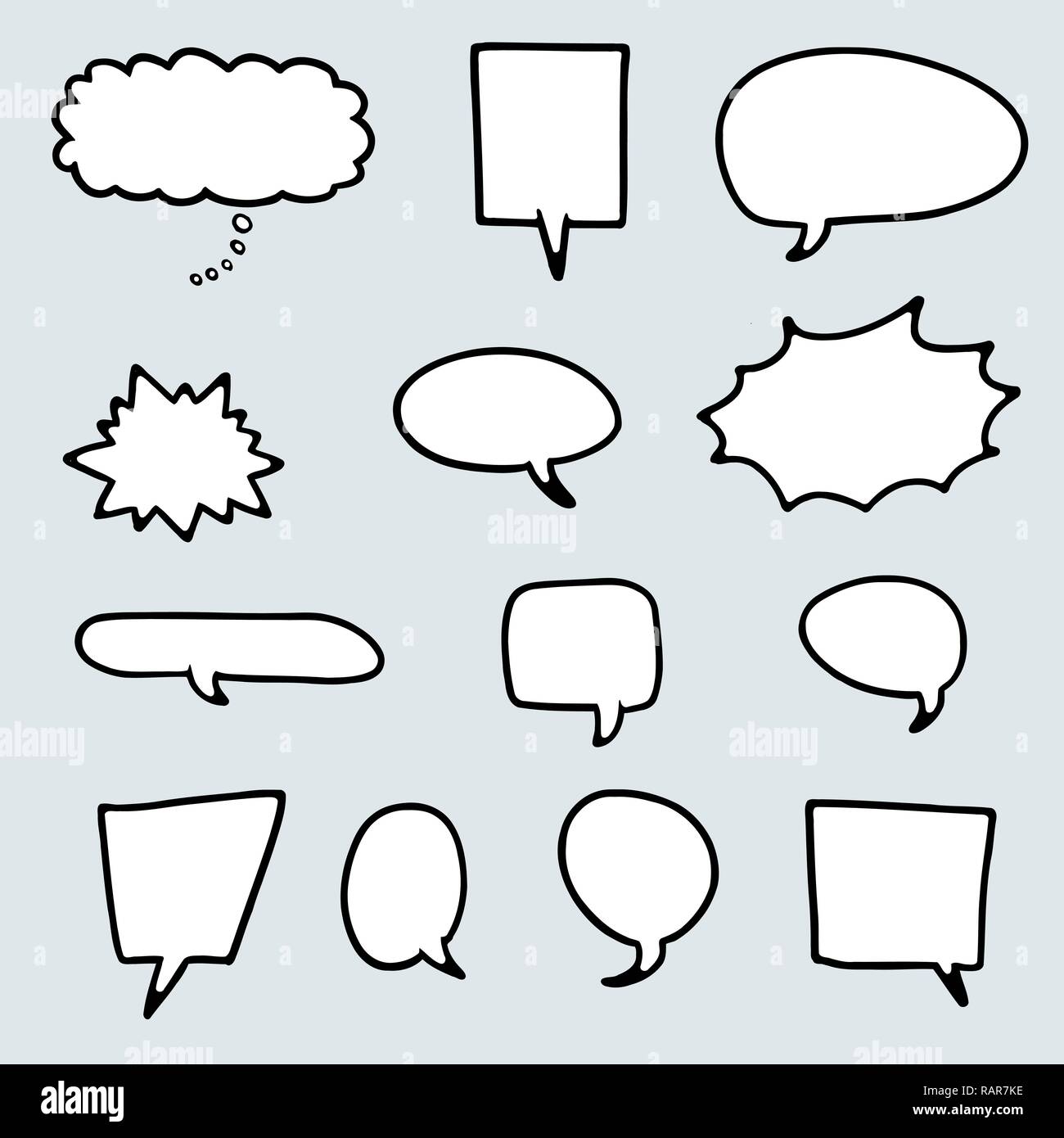 Speech bubble cartoon style set - vector illustration elements Stock ...