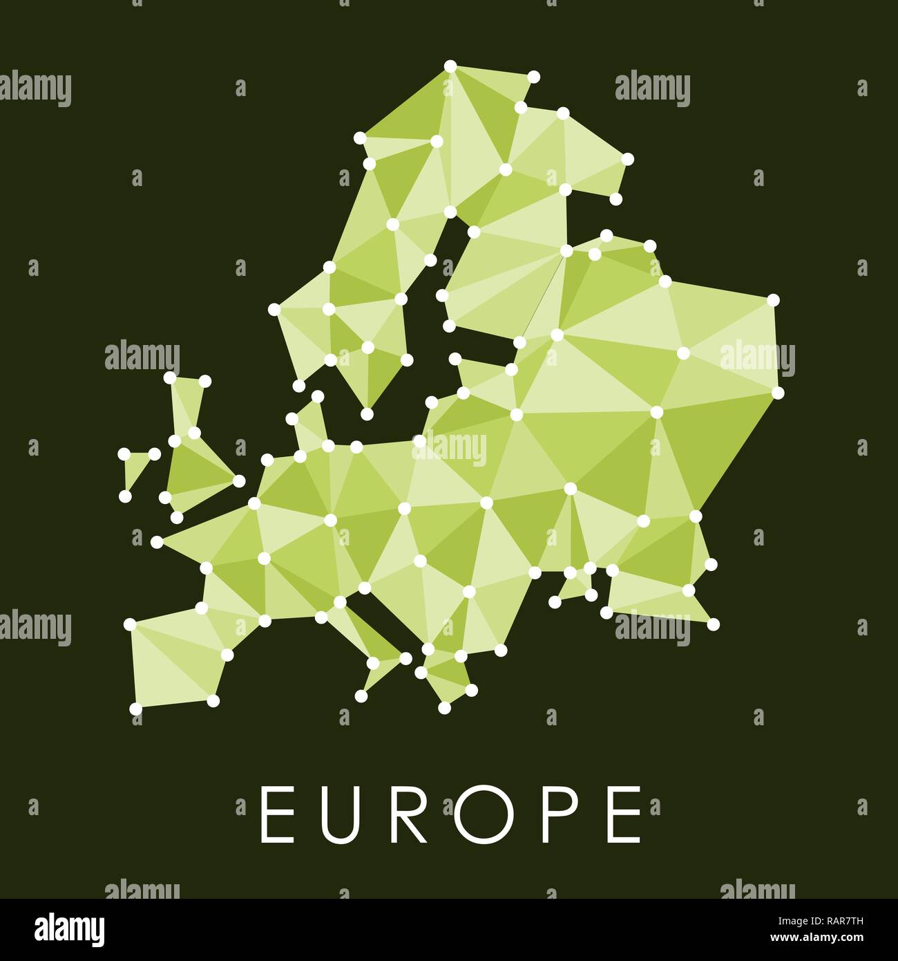 Green Europe low poly map vector - geometric style illustration Stock ...