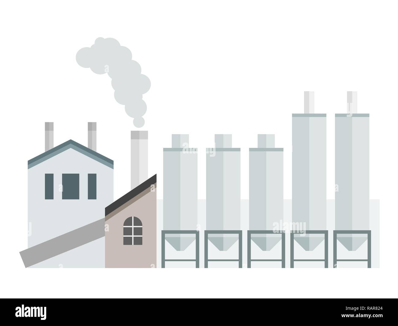 Factory building - industrial cement plant architecture vector ...