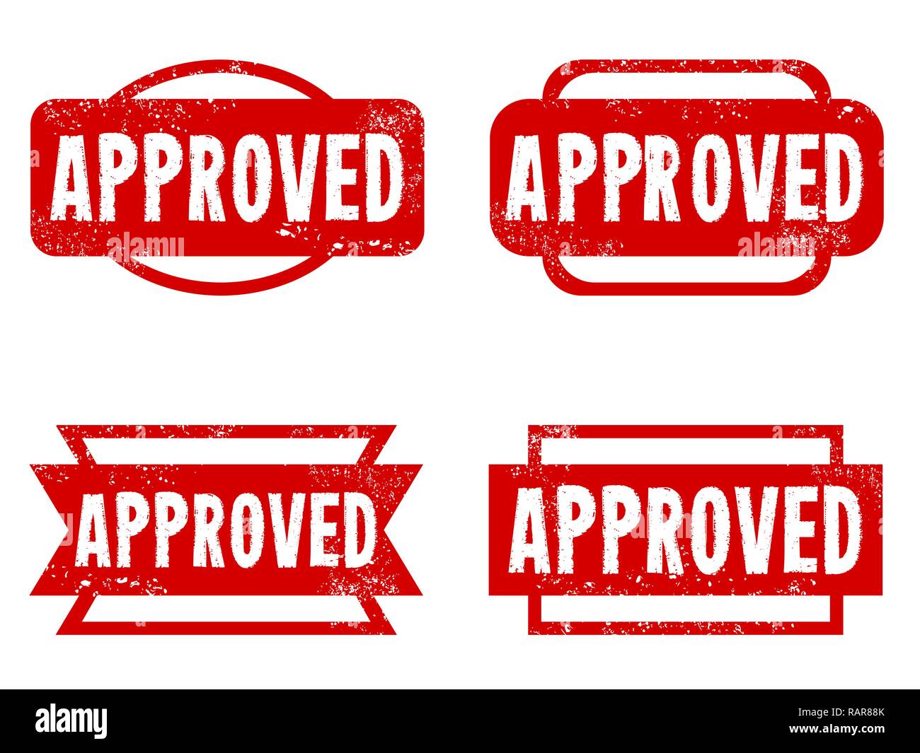 Approved rubber stamps. Grungy red stamp text Stock Vector Image & Art ...