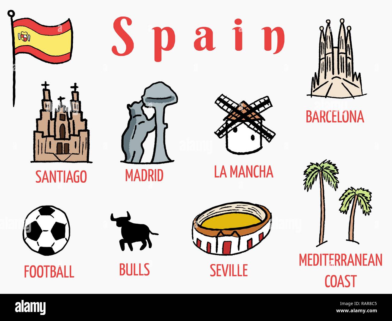 Spain landmarks collection - set of vector graphics with Madrid ...