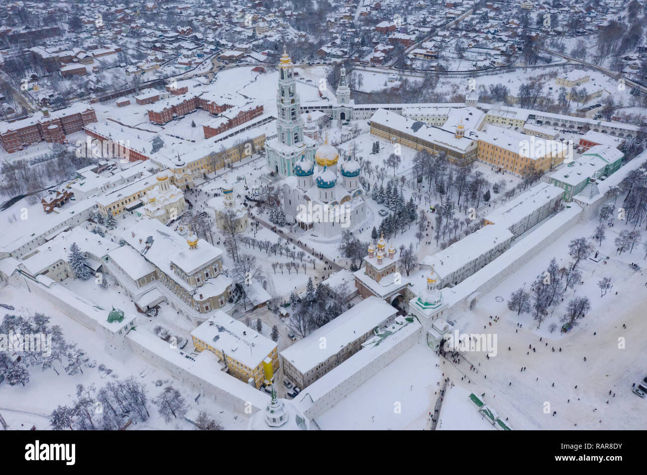 Aerial view of the Great Trinity monastery in Sergiyev Posad ancient ...