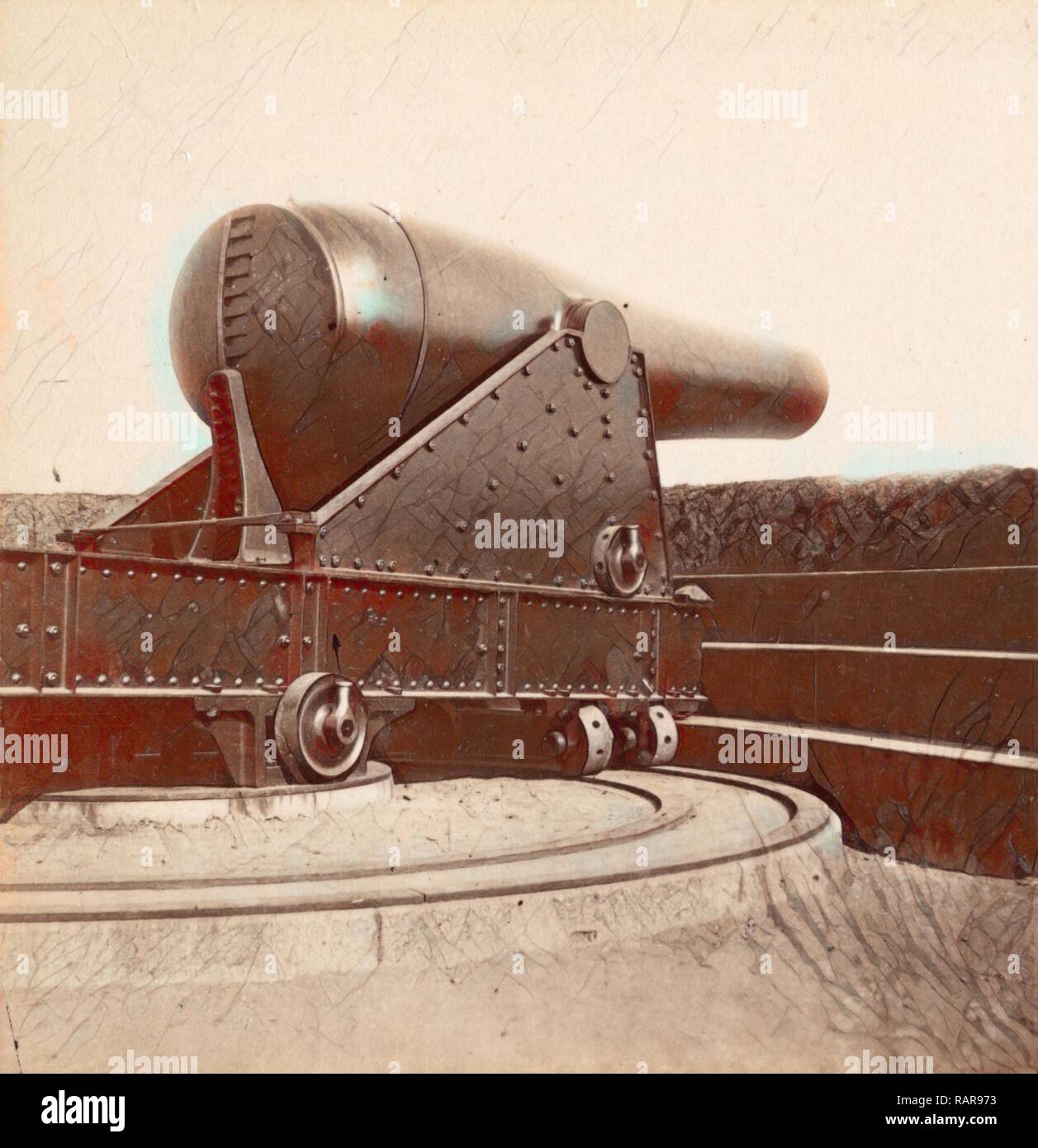 Fifteen-inch gun in Battery Rodgers on the Potomac, USA, US, Vintage ...