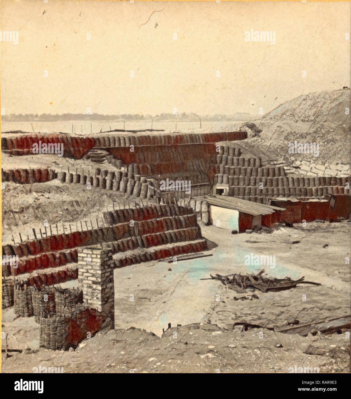 Interior of Fort Sumpter (i.e. Sumter), James Island in the distance ...