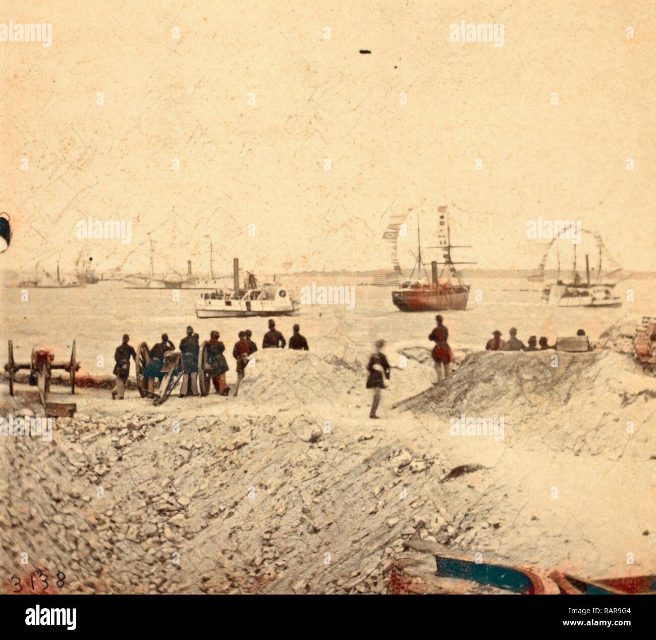 View from the parapet of Fort Sumpter (i.e. Sumter), with Charleston in ...