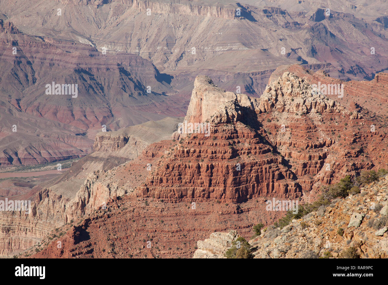 view of the colors of the Grand Canyon from Lipan Point lookout Stock ...
