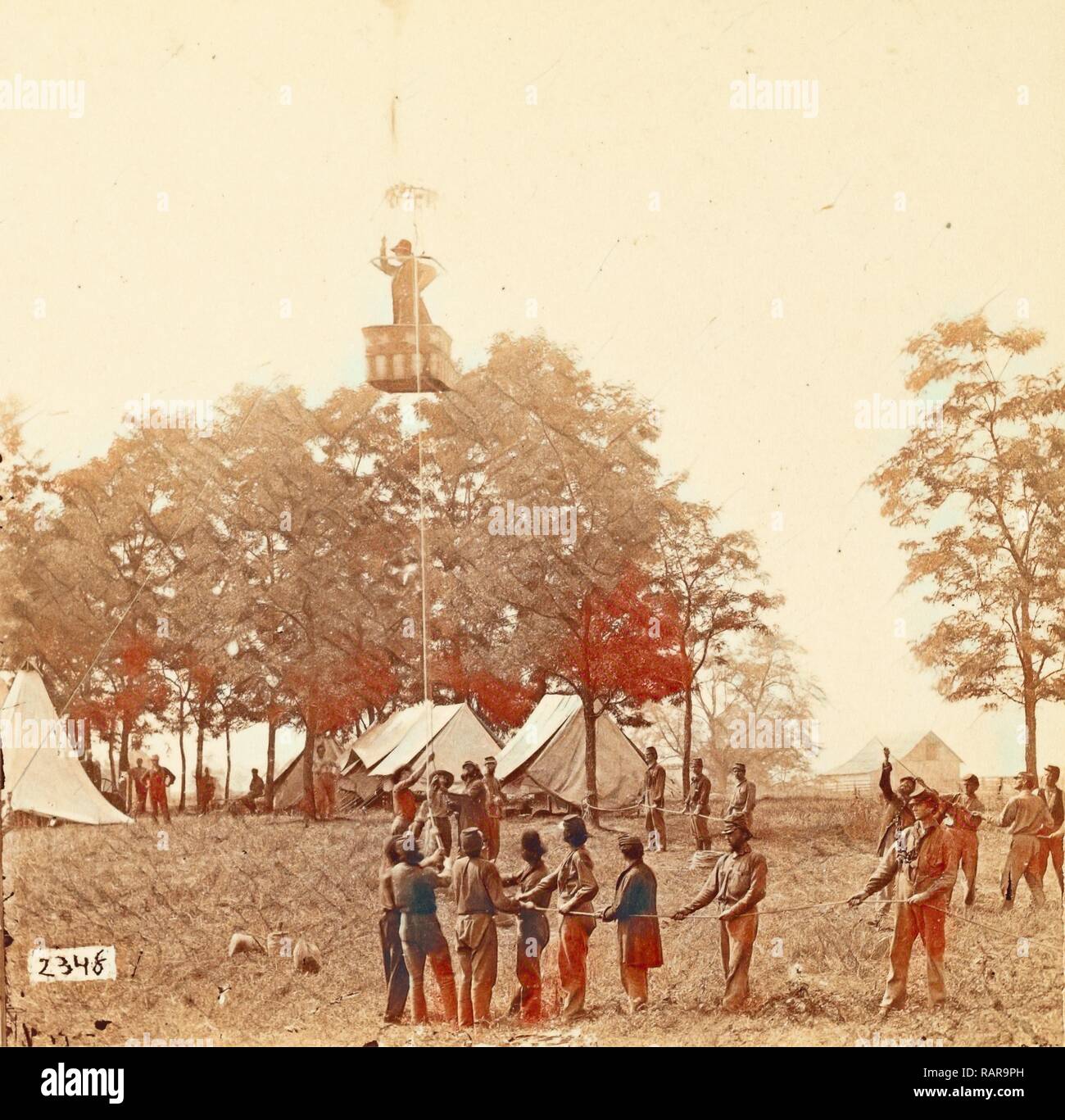 Professor Lowe in his balloon, Vintage photography. Reimagined by Gibon ...