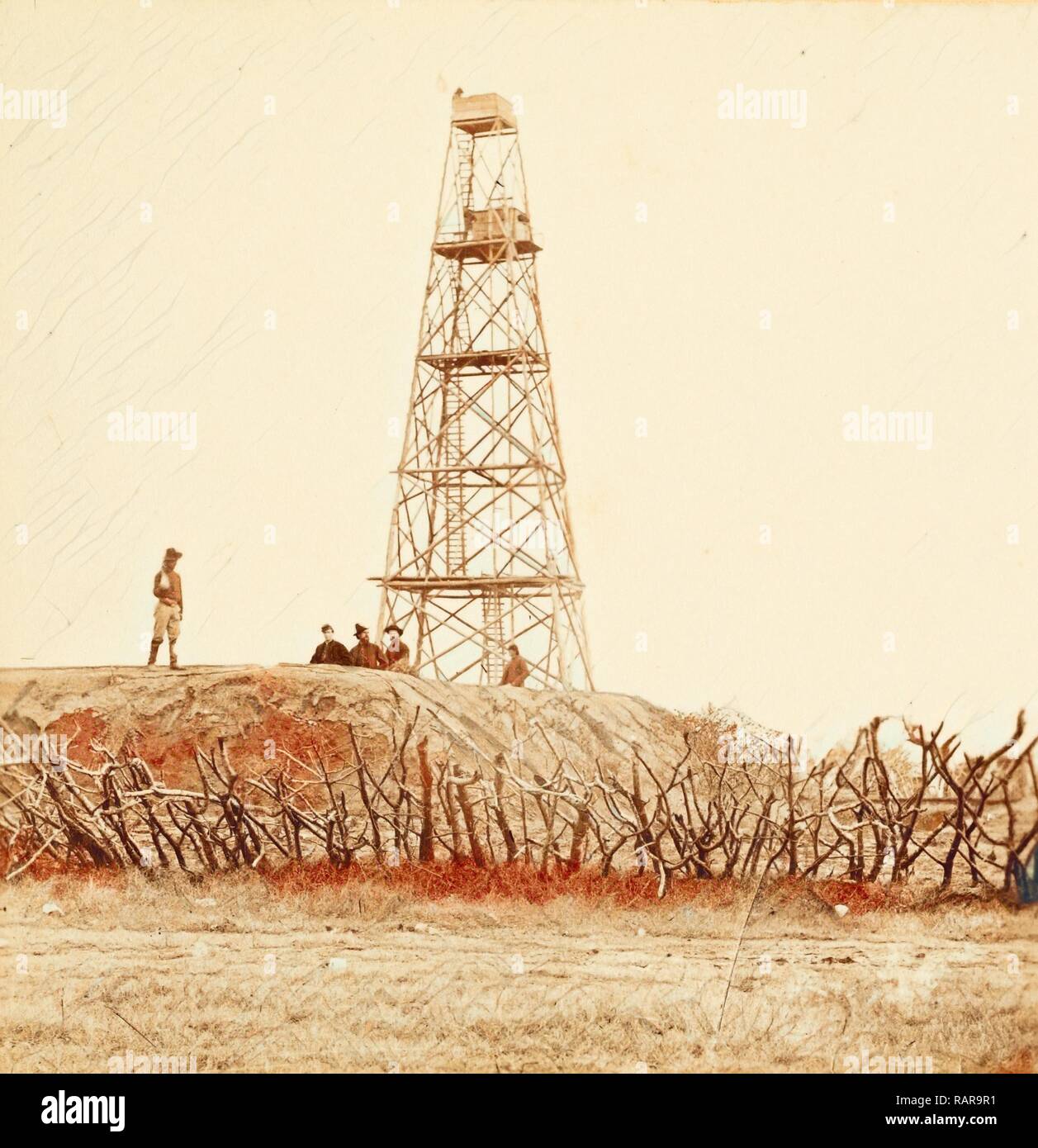Signal tower on the line before Petersburg, Va., 1864, US, USA, America ...