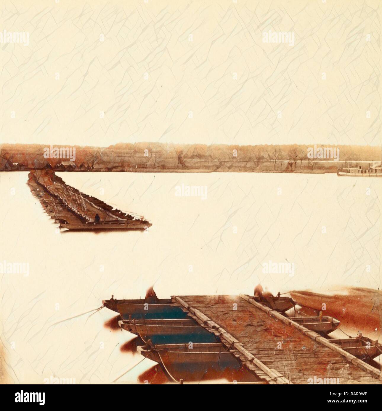 Pontoon bridge opened for steamers, US, USA, America, Vintage ...