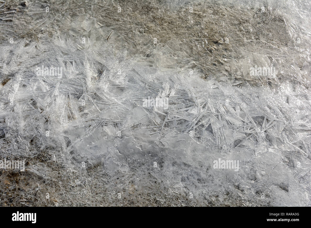 Patterns of melting snow and ice on the sand Stock Photo - Alamy