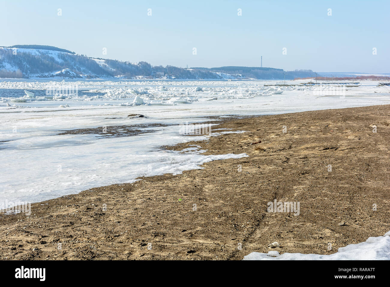 The snow and ice off the shore Stock Photo - Alamy