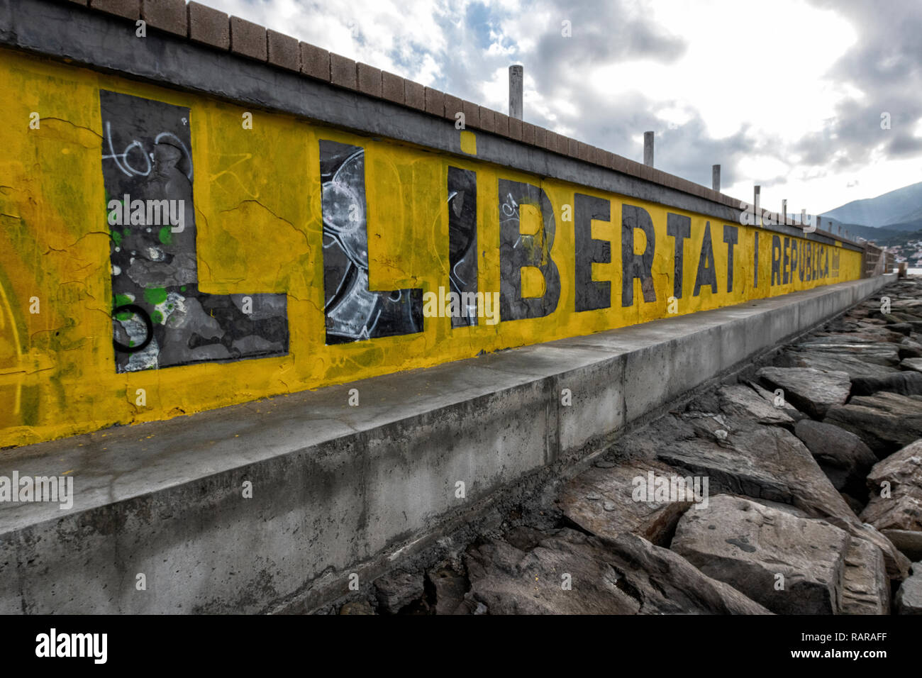 Freedom and Republic. Political stencil message created with yellow ...