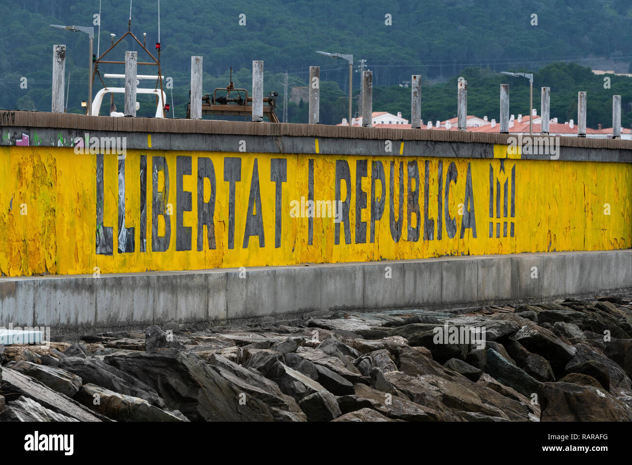 Freedom and Republic. Political stencil message created with yellow ...
