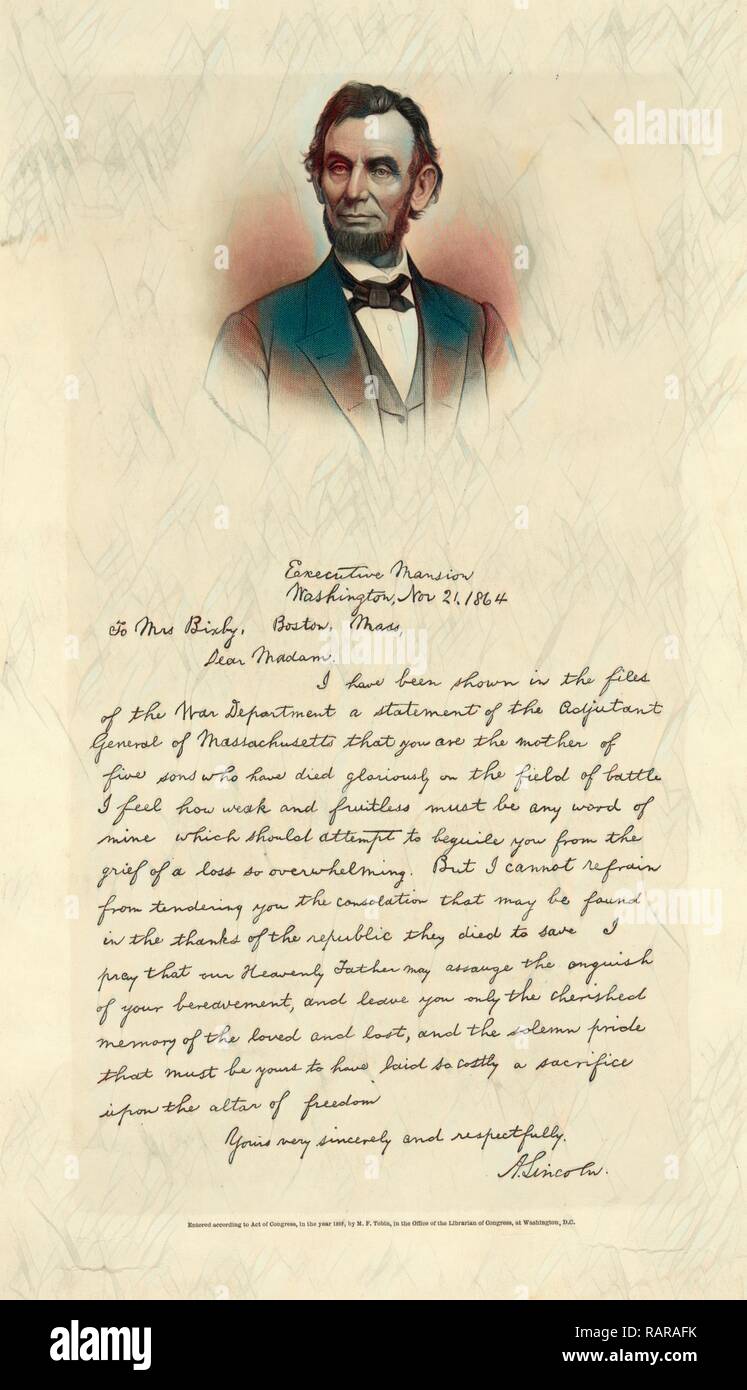 [Letter from Abraham Lincoln to Mrs. Bixby, with bust-length portrait ...