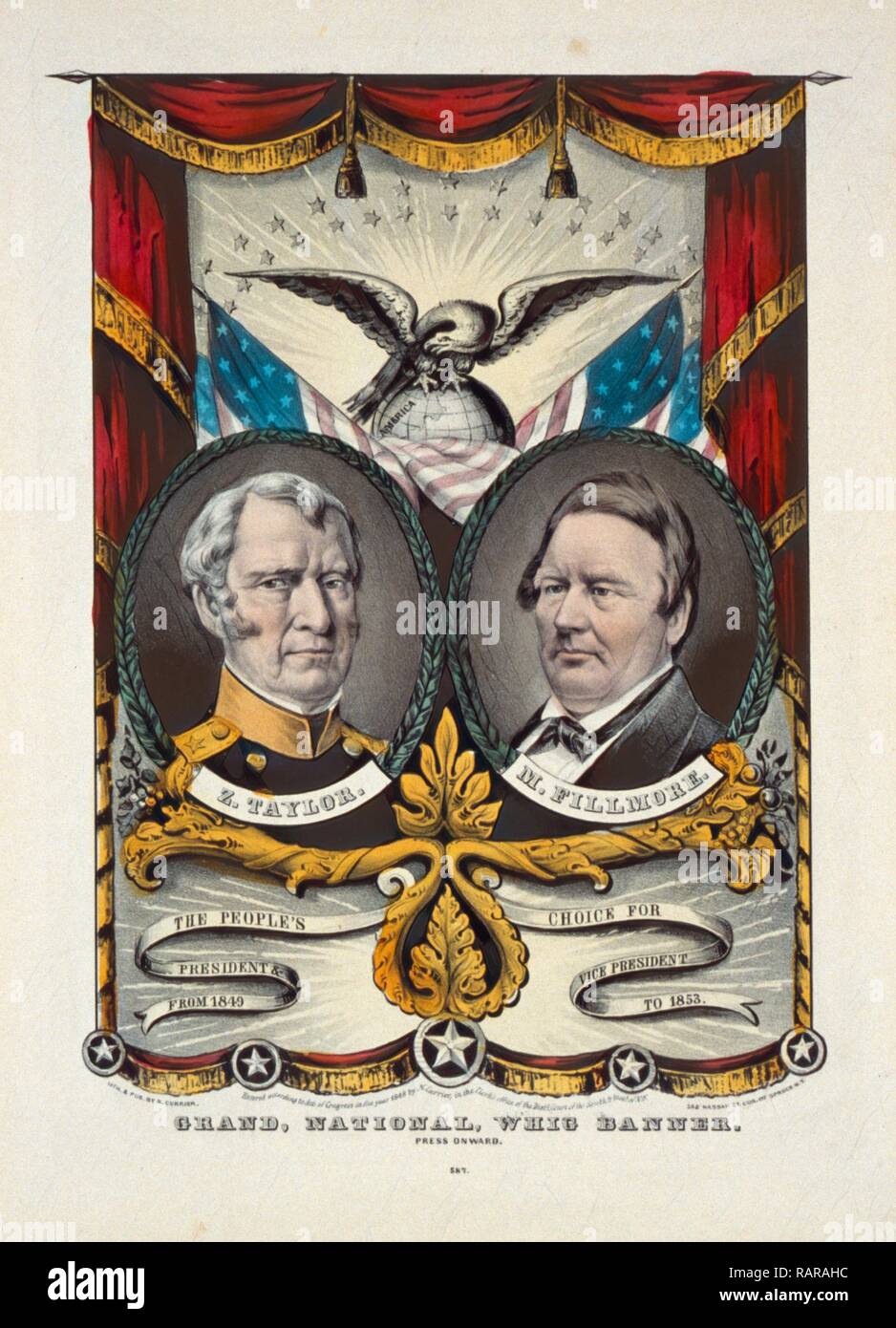 Grand national Whig banner: press onward / lith. & pub. by N. Currier ...