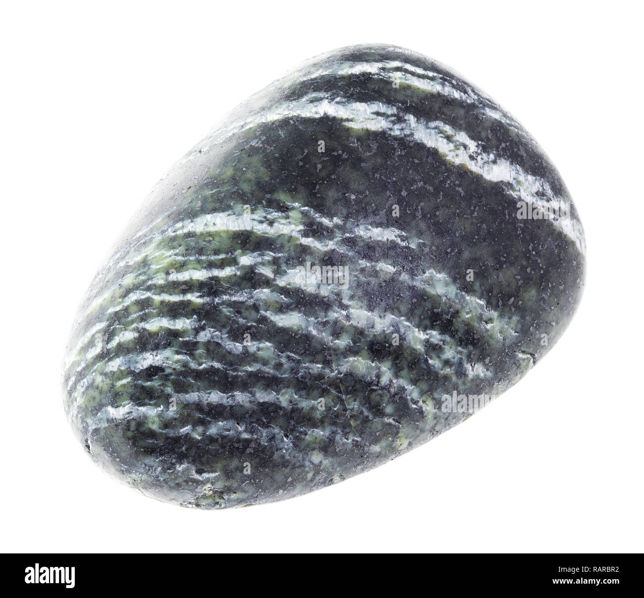 macro photography of natural mineral from geological collection - tumbled chrysotile serpentine ...