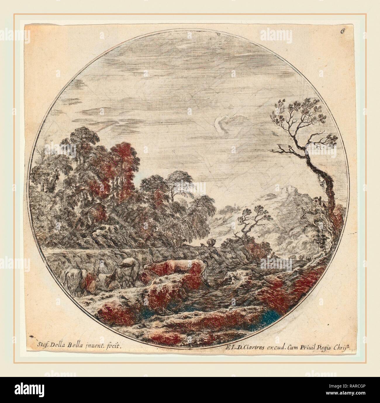 Stefano Della Bella (Italian, 1610-1664), Cows Grazing in a Valley ...