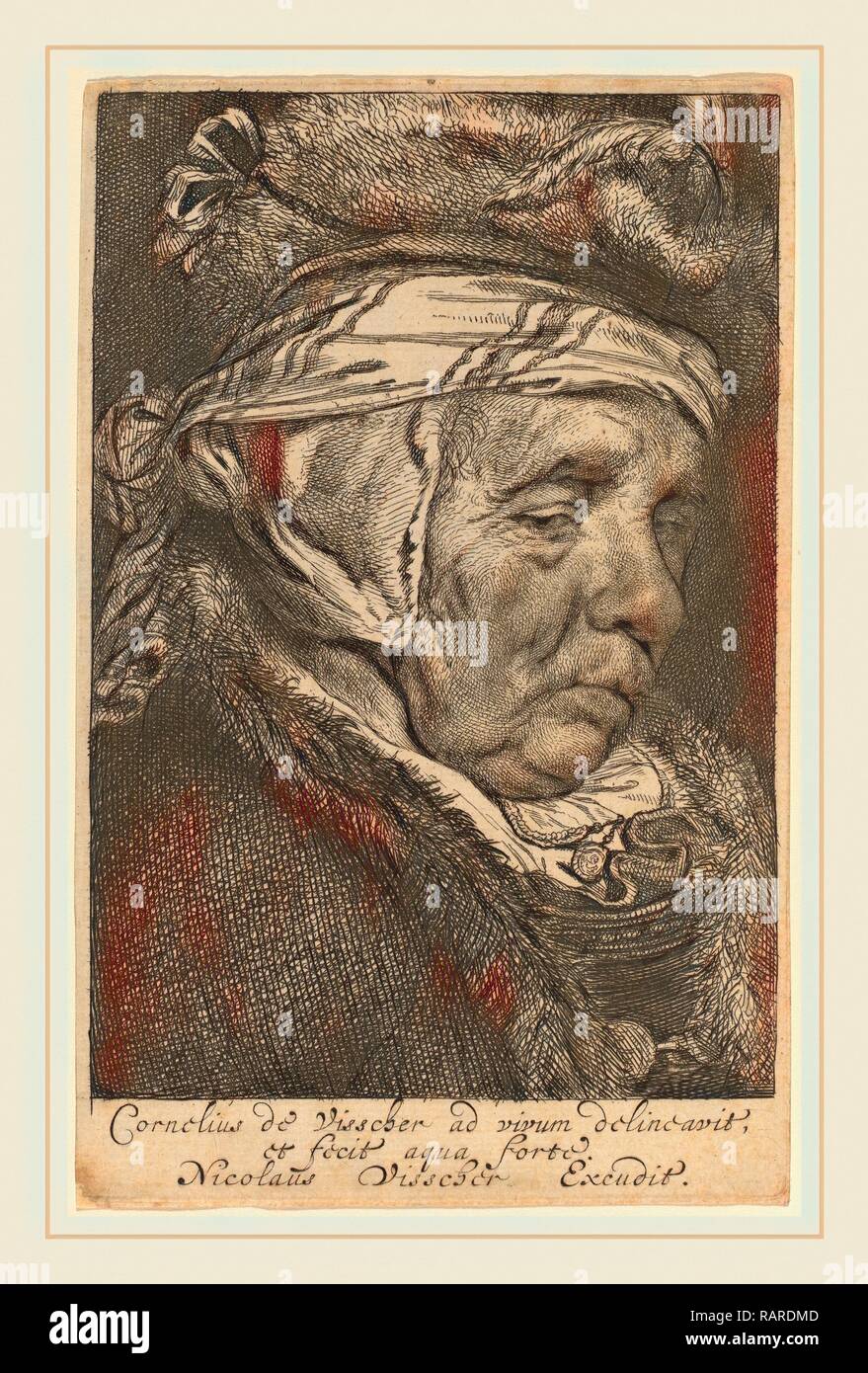 Cornelis Visscher (Dutch, 1629-1662), Head of an Old Woman (Visscher's ...