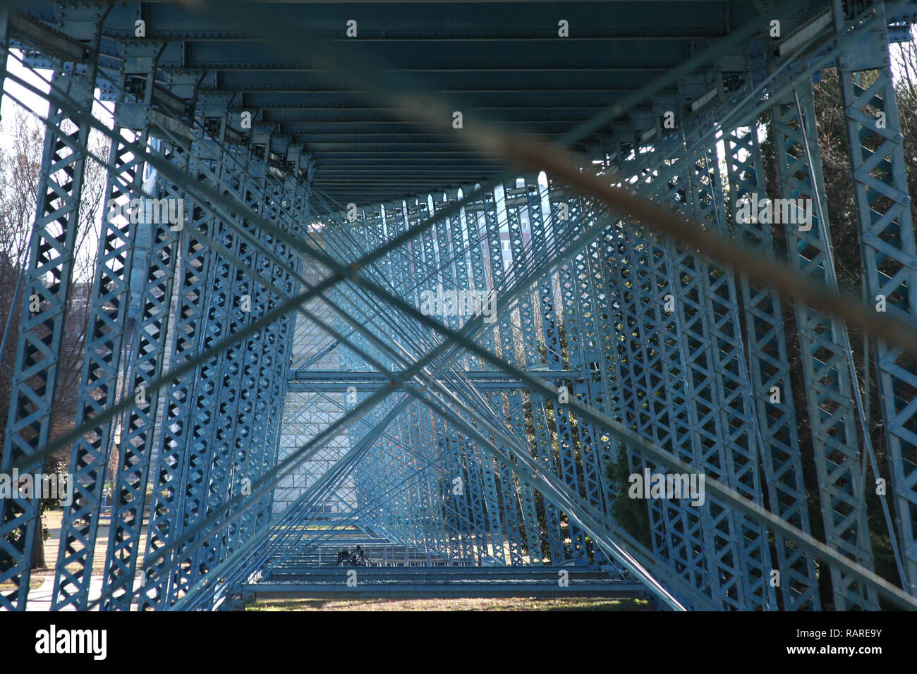 View under large metal bridge in Chattanooga, TN, USA Stock Photo - Alamy