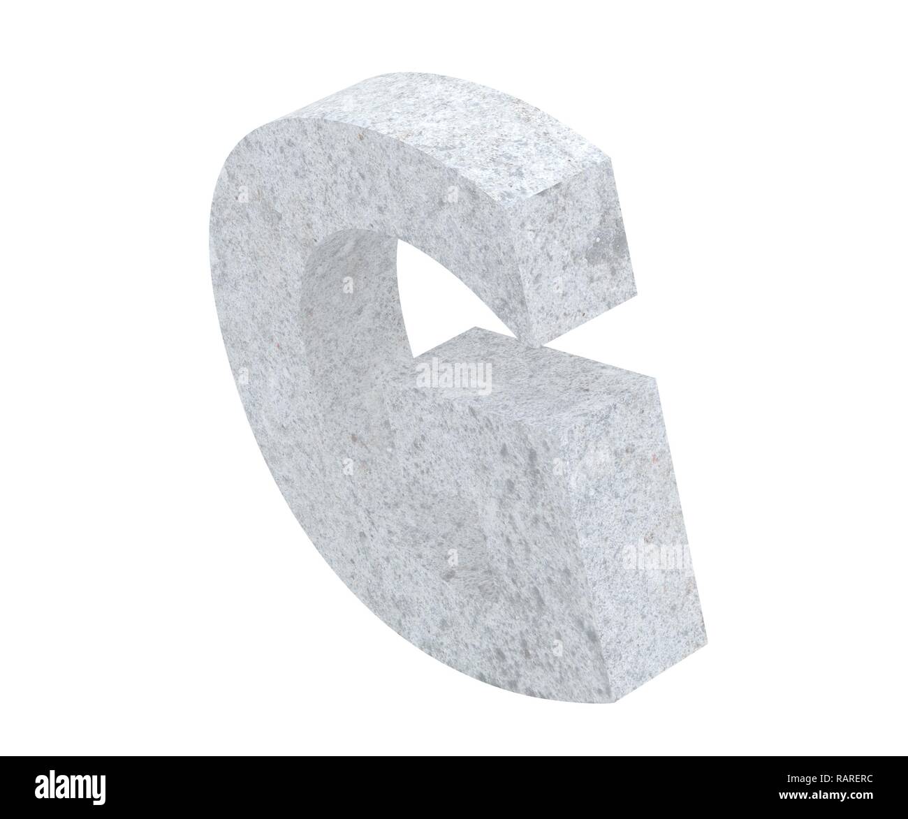 Concrete Capital Letter - G isolated on white background. 3D render ...
