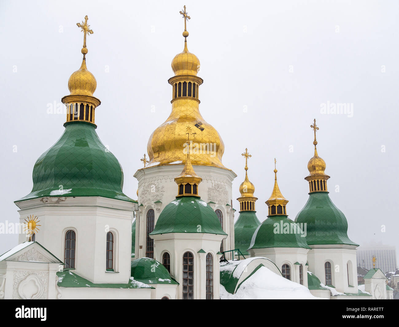 Domes of Saint Sophia's Cathedral, Kiev, Ukraine in winter Stock Photo ...