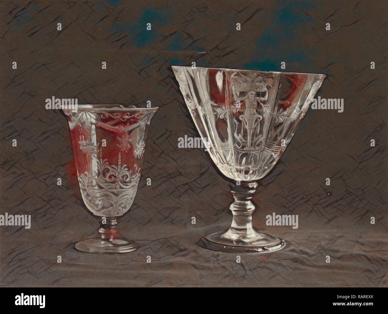 Two crystal cut glass, from the Louvre, Charles Thurston Thompson, c ...