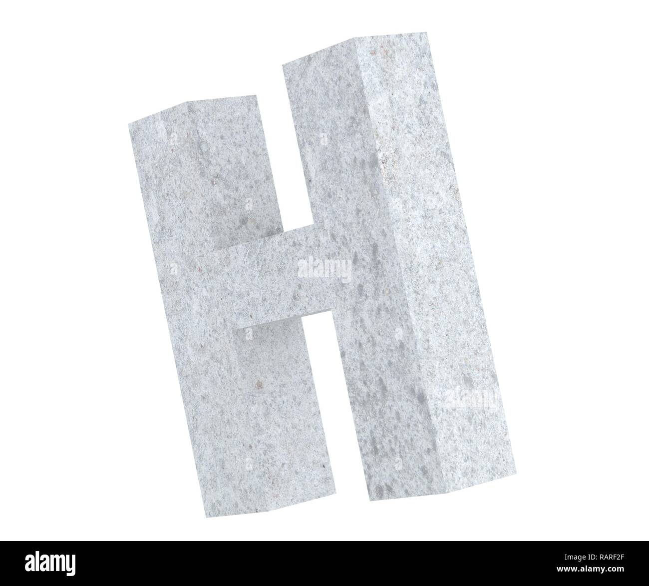 Concrete Capital Letter - H isolated on white background. 3D render ...