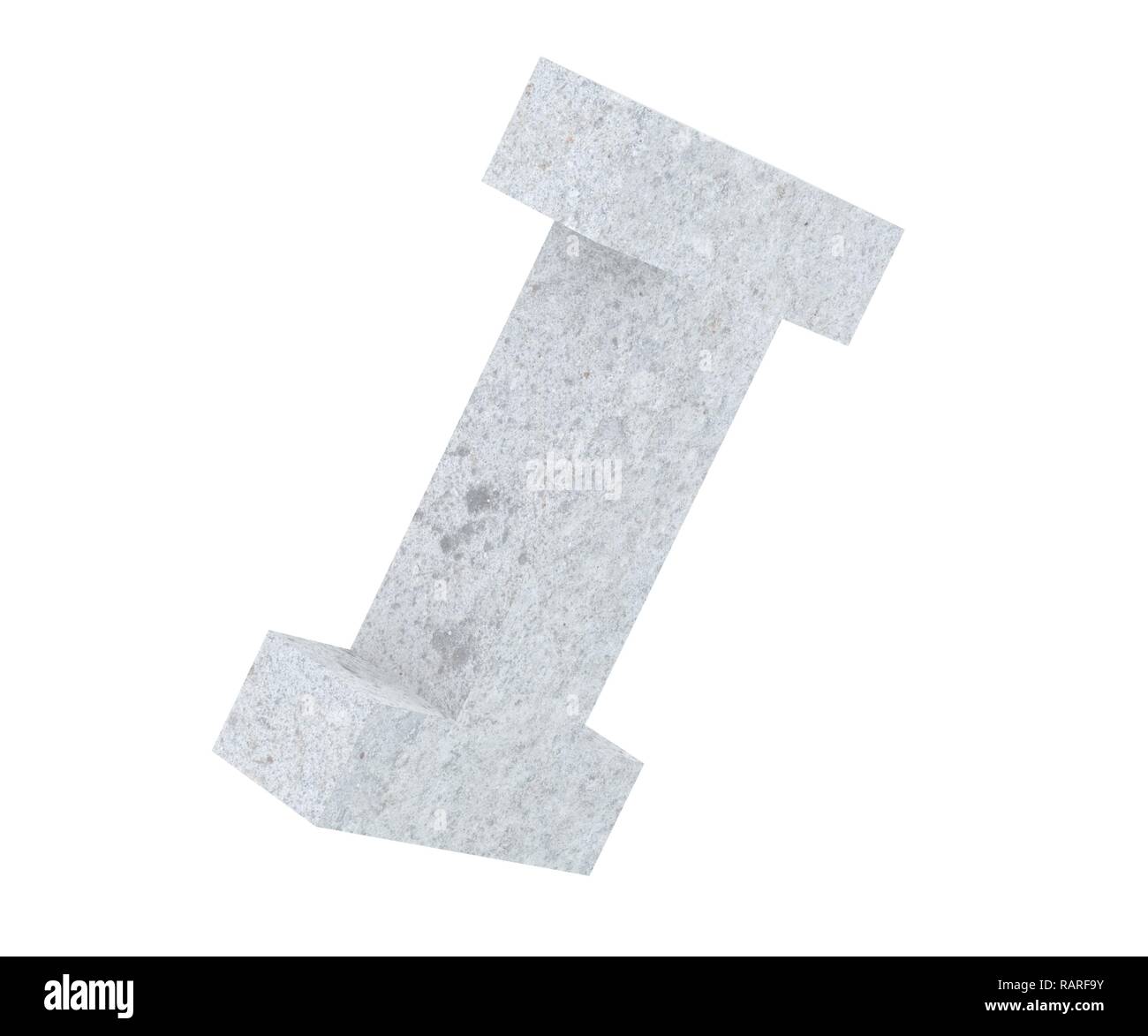 Concrete Capital Letter - I isolated on white background. 3D render ...