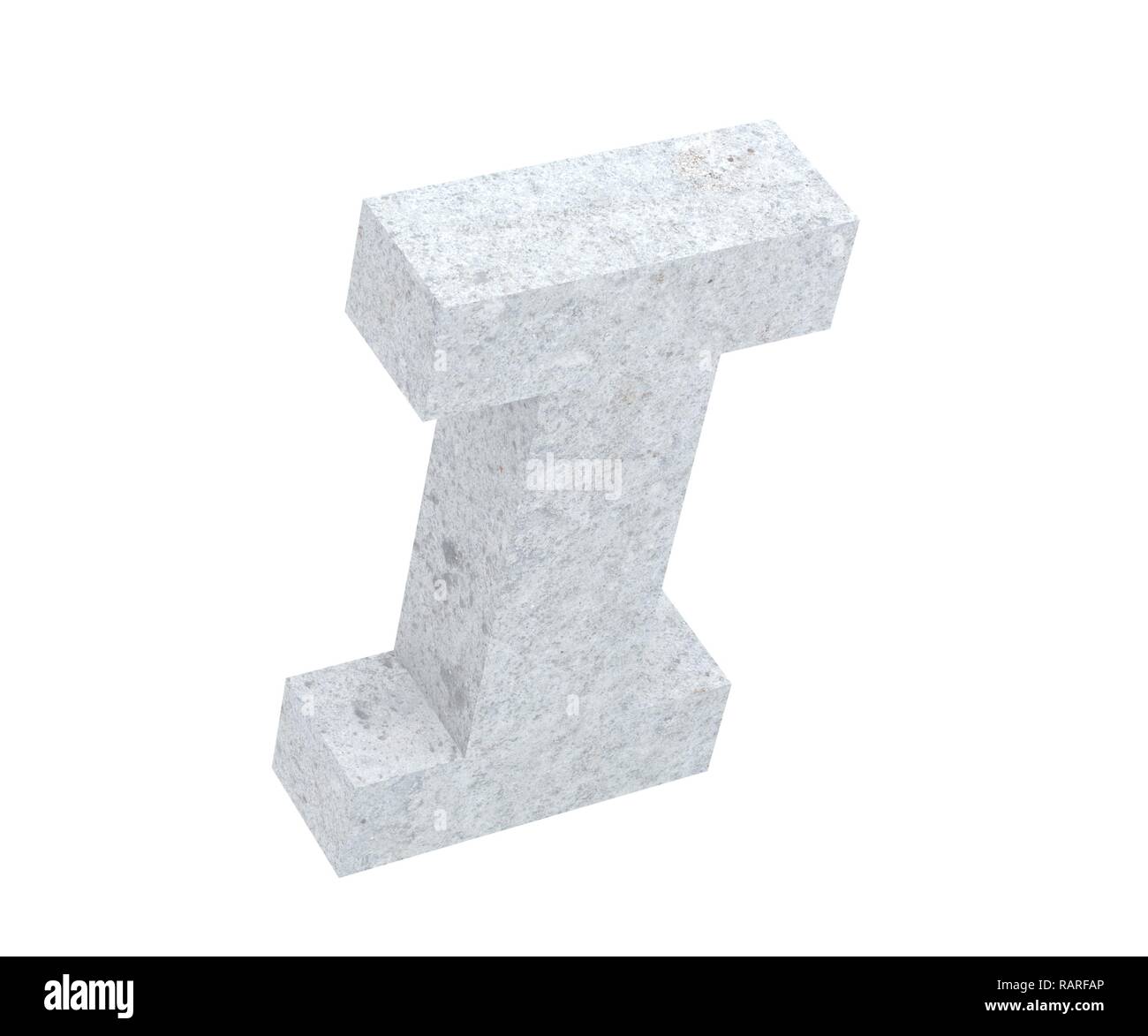 Concrete Capital Letter - I isolated on white background. 3D render ...