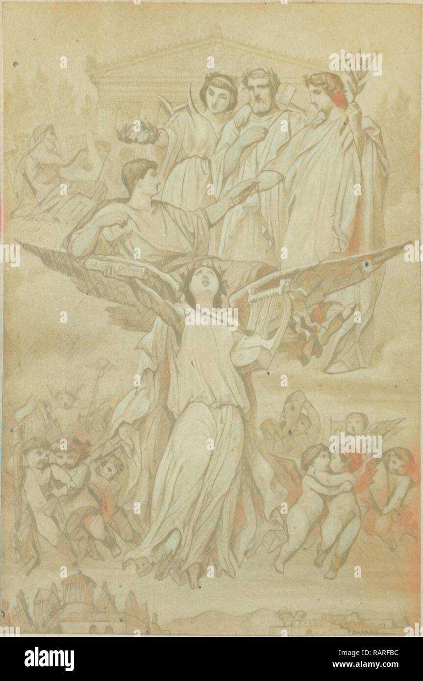 illustration Horace, gods and muses in the clouds, Anonymous ...