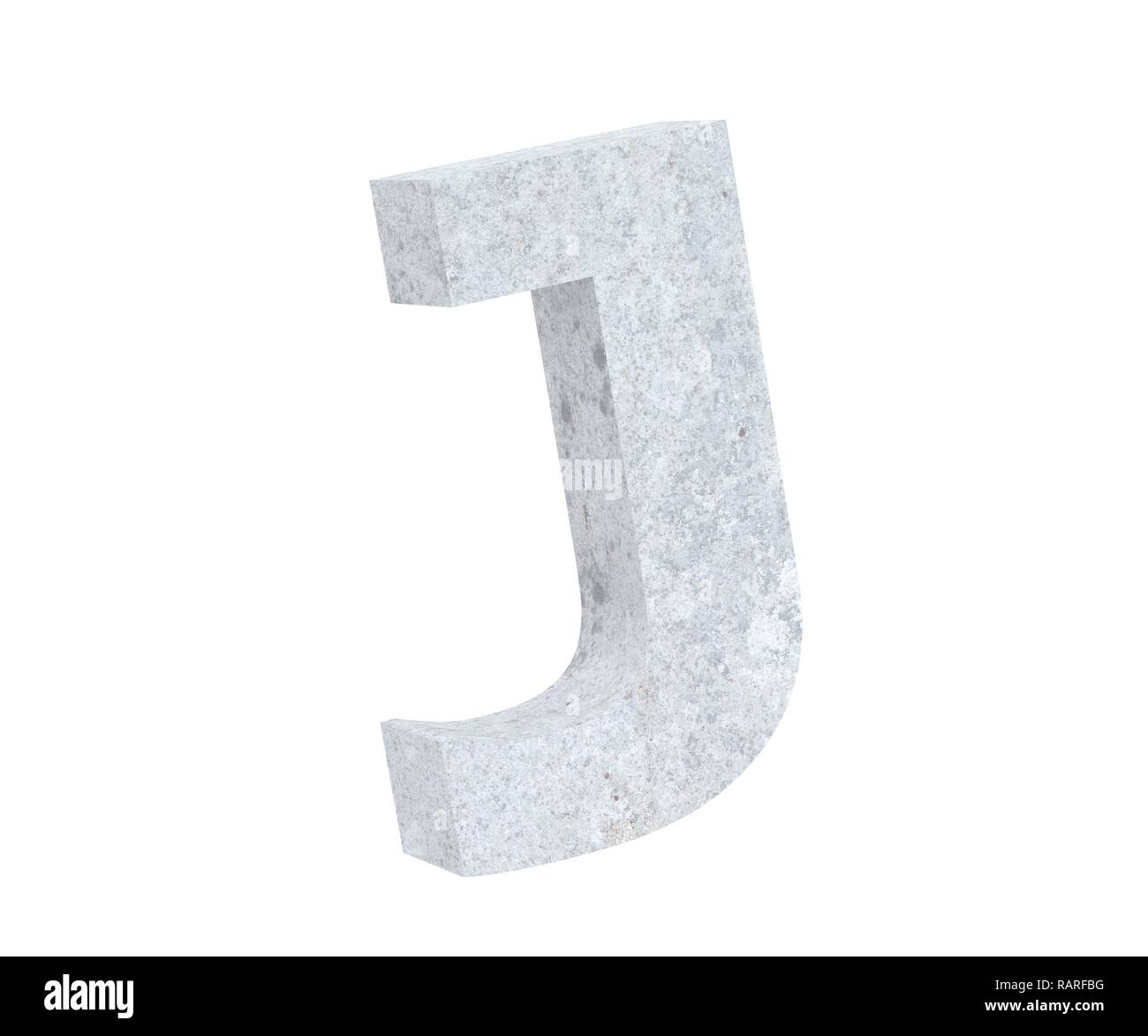 Concrete Capital Letter - J isolated on white background. 3D render ...