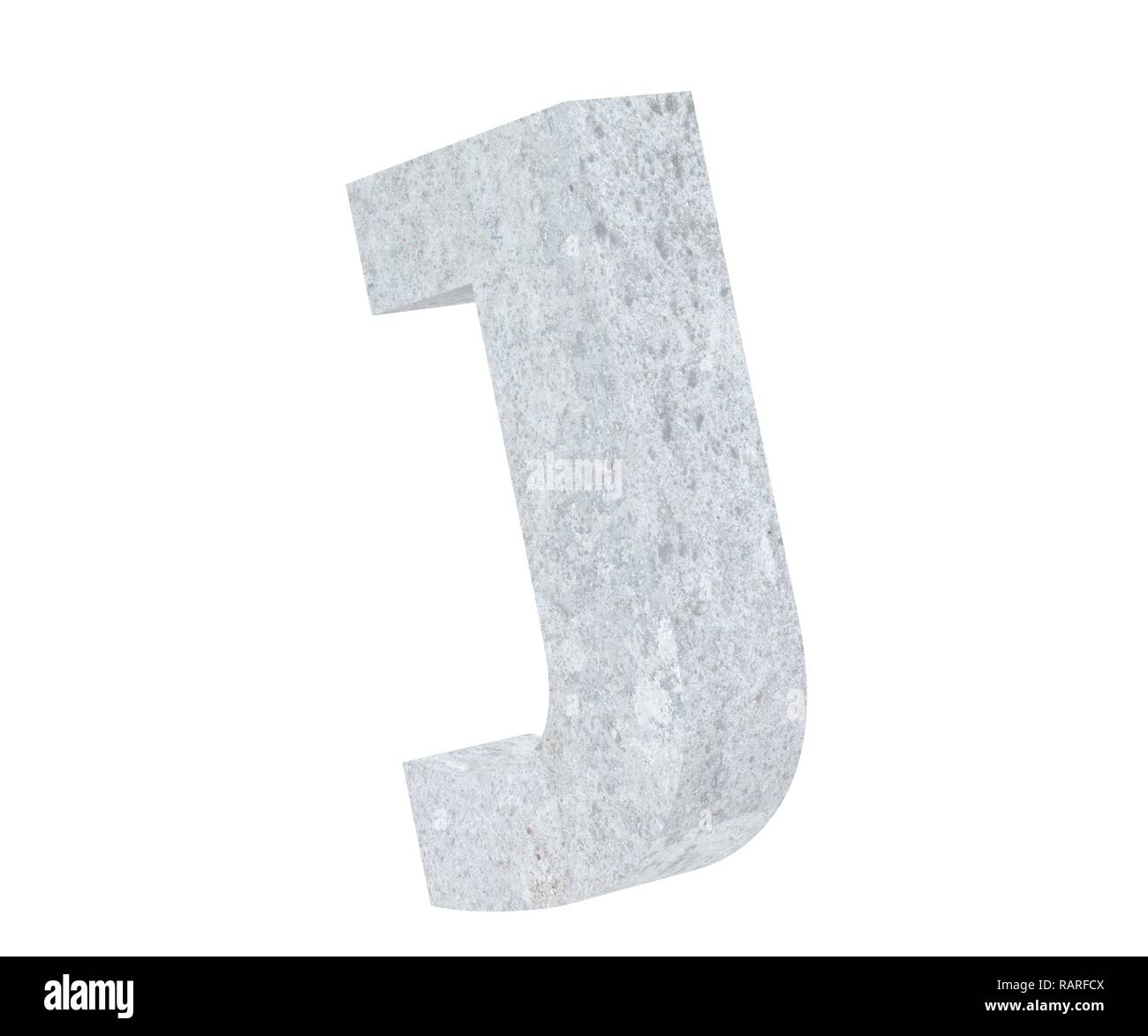 Concrete Capital Letter - J isolated on white background. 3D render ...