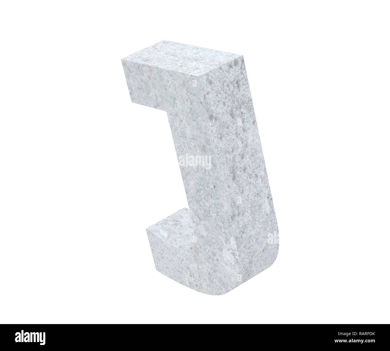 Concrete Capital Letter - J isolated on white background. 3D render ...