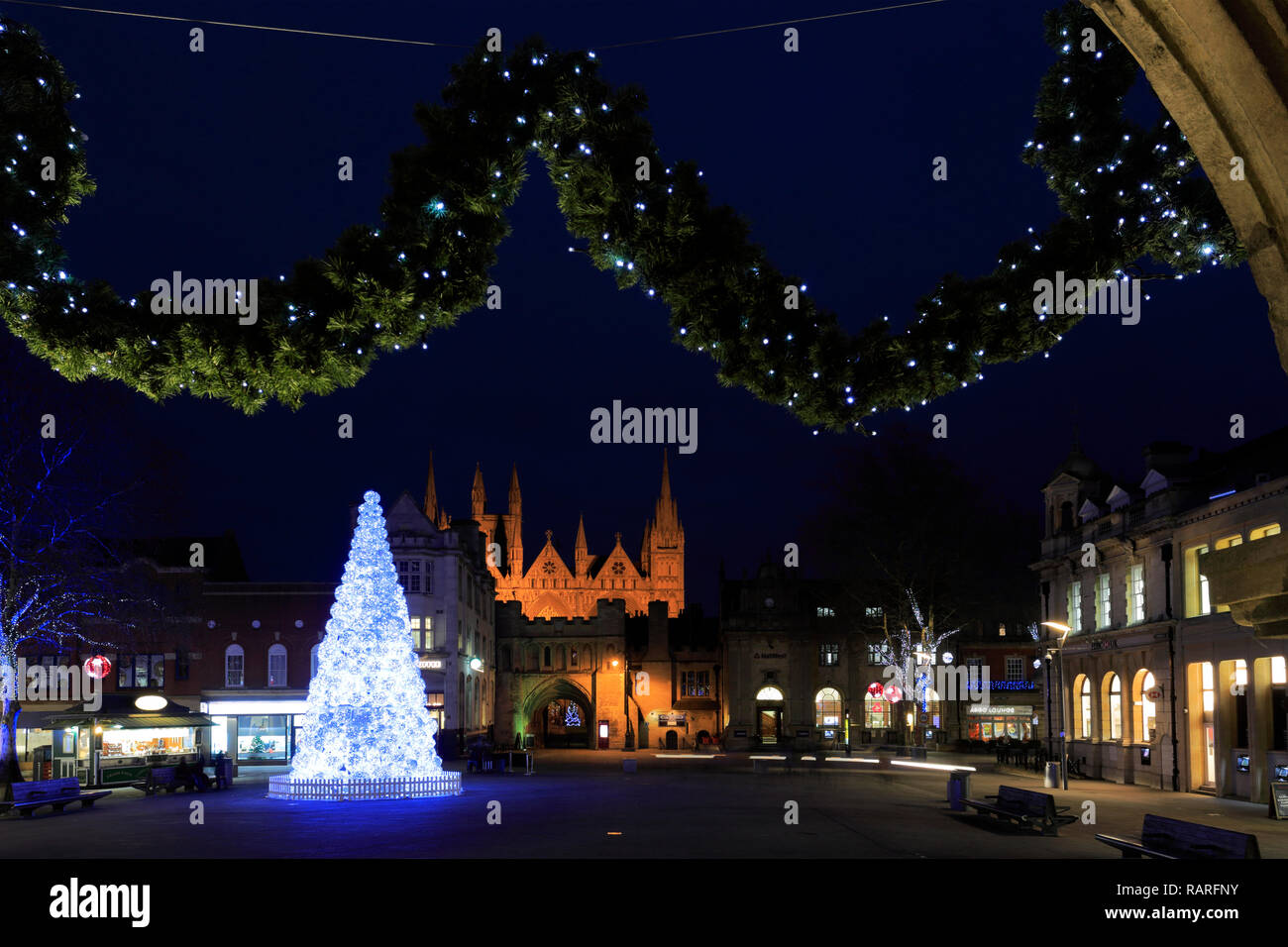 Christmas Lights in Cathedral Square, Peterborough City, Cambridgeshire ...