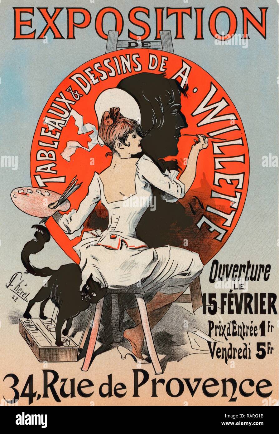 Poster for l'Exposition de Tableaux et Dessins de A. Willette. Chéret ...