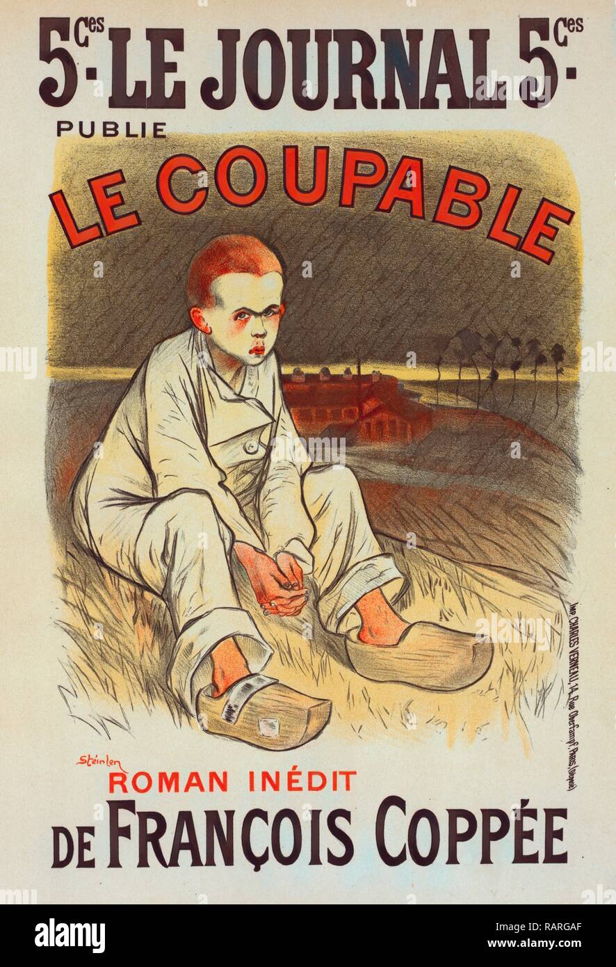 Poster for the book le Coupable, by François Coppée, published by le ...