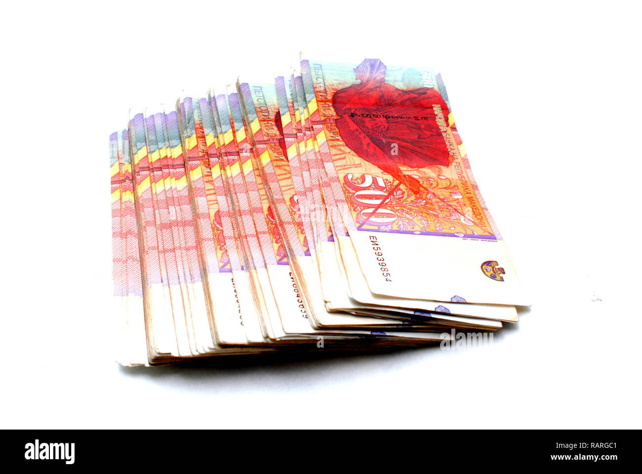 banknote, money ,denar curency of macedonia on white Stock Photo - Alamy