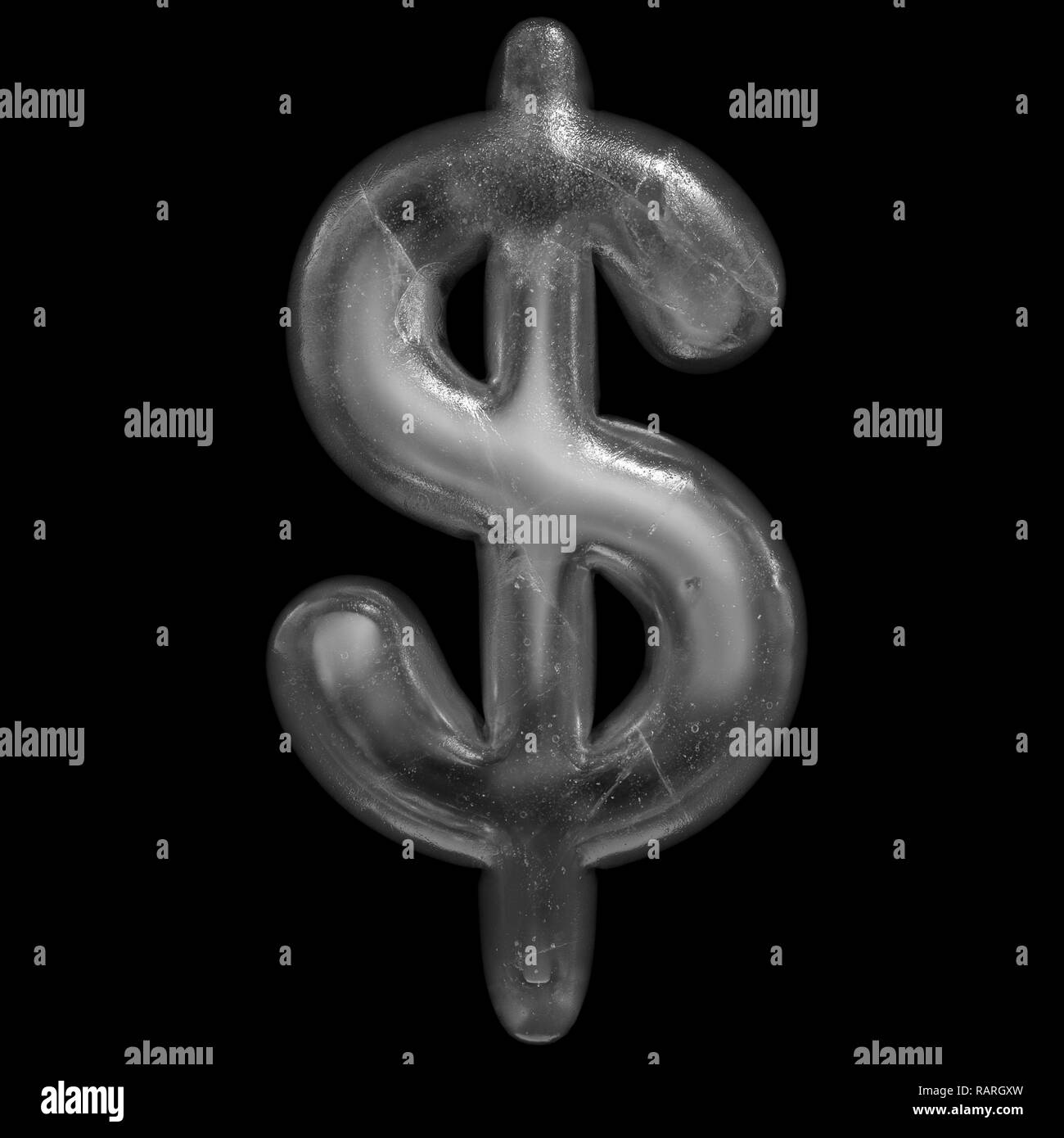 Ice dollar currency sign - 3d Winter business symbol isolated on black ...