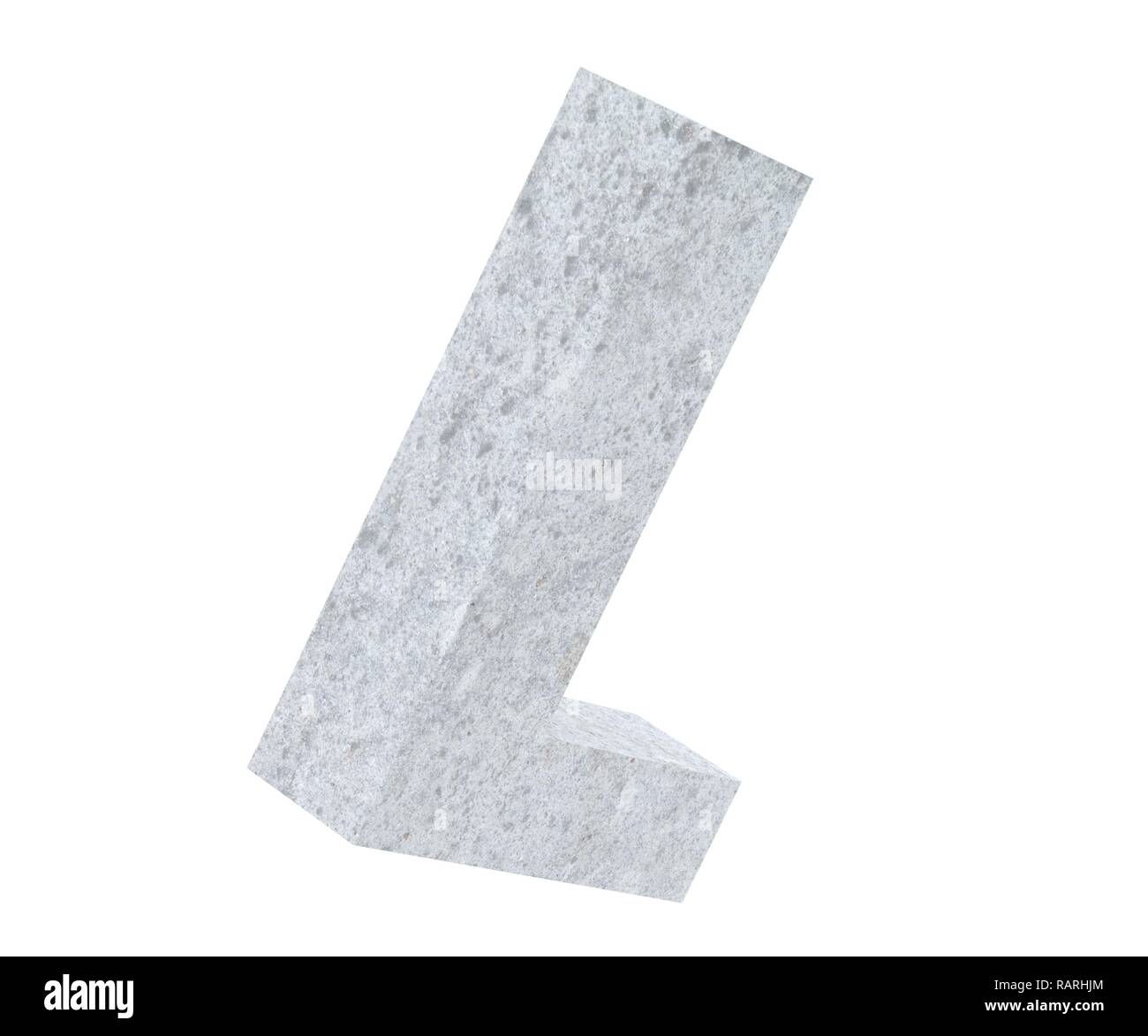 Concrete Capital Letter - L isolated on white background. 3D render ...