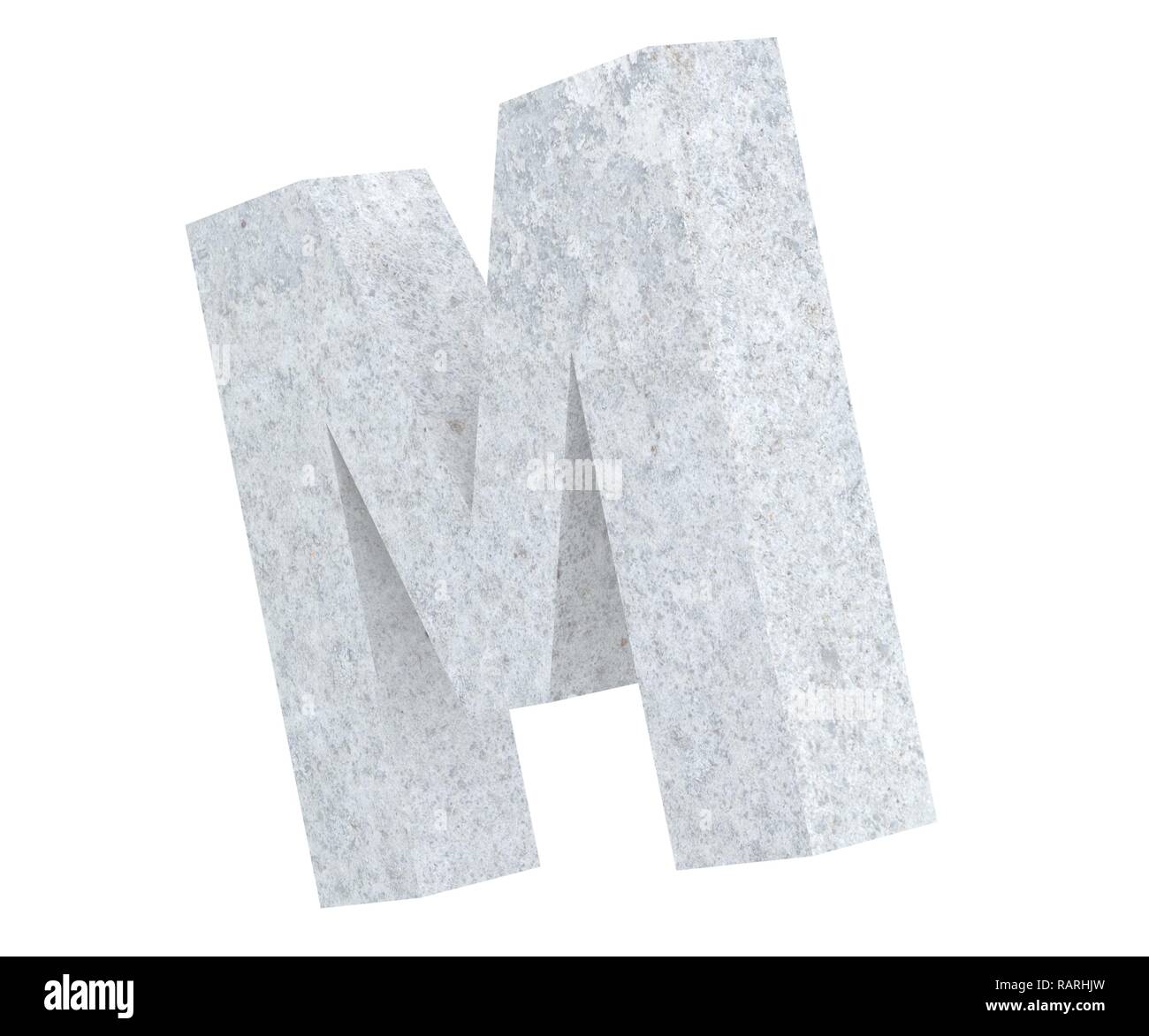 Concrete Capital Letter - M isolated on white background. 3D render ...