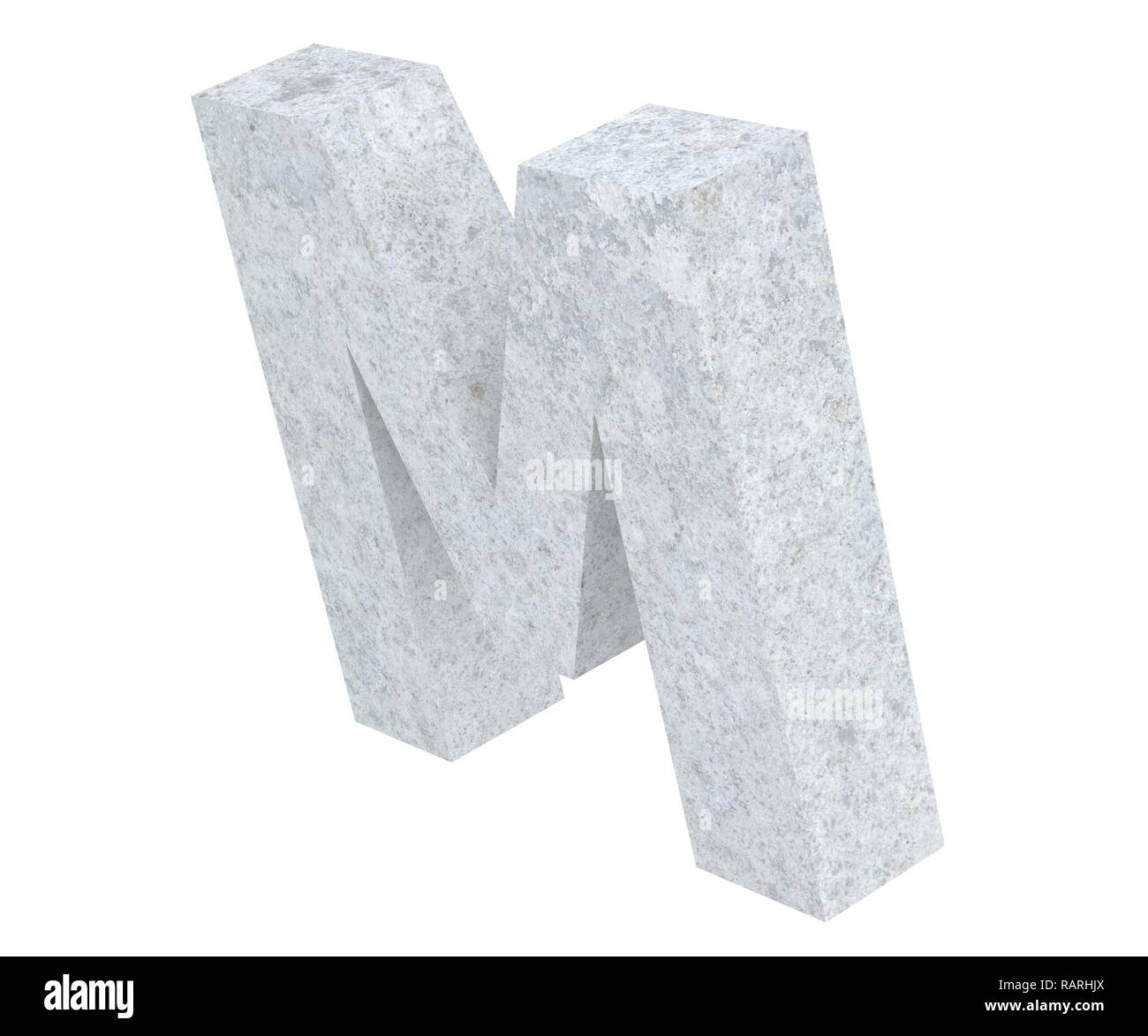 Concrete Capital Letter - M isolated on white background. 3D render ...