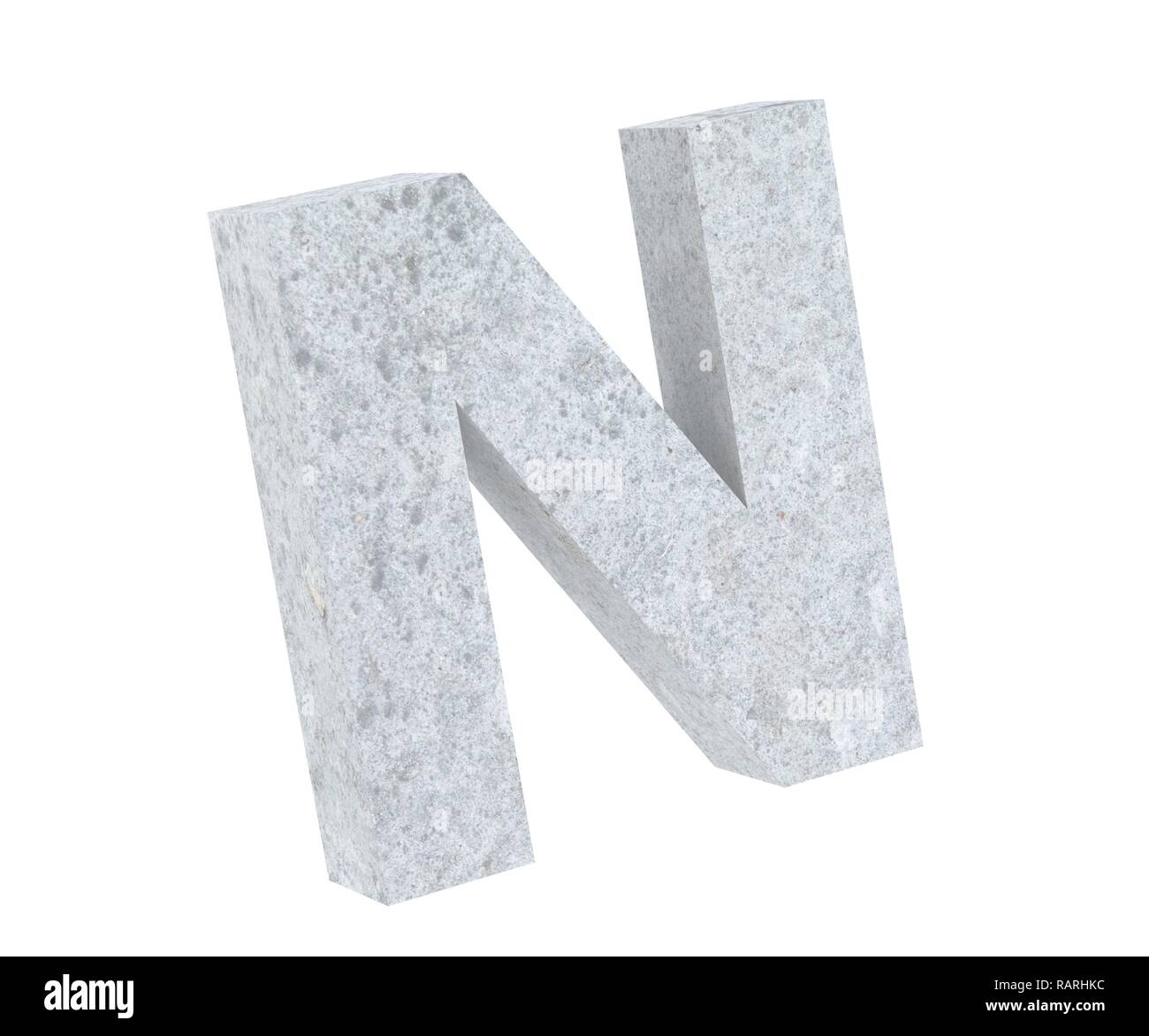 Concrete Capital Letter - N isolated on white background. 3D render ...